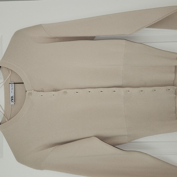 Zara | Sweaters | Zara Light Tan Buttonup Cardigan | Poshmark